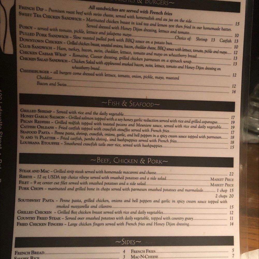 Menu at Capital City Grill restaurant, Baton Rouge, 100 Lafayette St