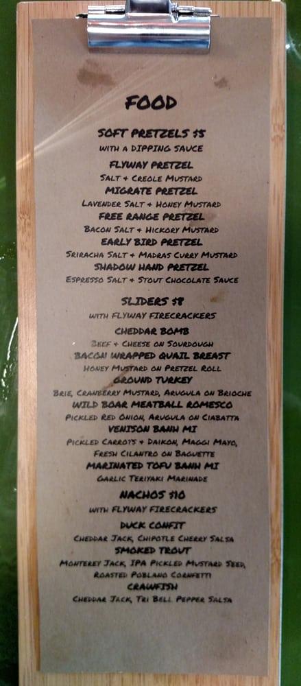 Menu at Flyway Brewing pub & bar, North Little Rock