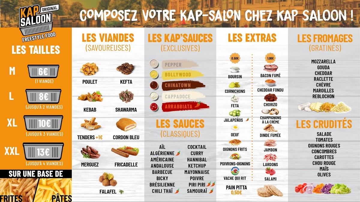 Menu at Kap Saloon Armentières restaurant, Armentières