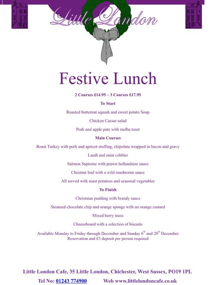 Menu at Little London Cafe, Chichester