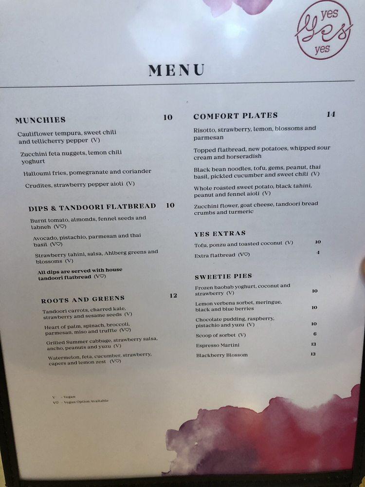 Menu at Restaurant Yes Yes Yes, Helsinki
