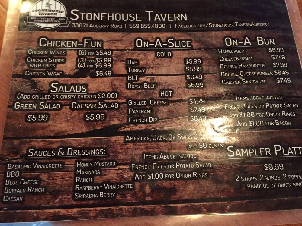 Menu at Stonehouse Tavern & Eatery pub & bar, Auberry