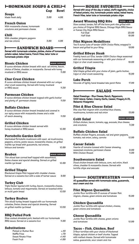 Menu at The Assembly American Bar & Cafe, Hoffman Estates