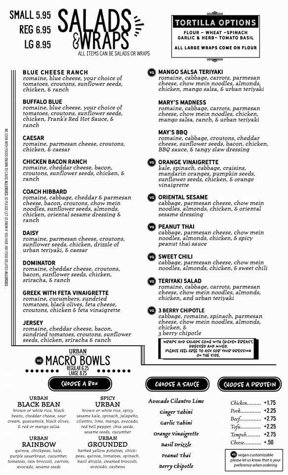 Menu at Urban Kitchen restaurant, Cottage Grove