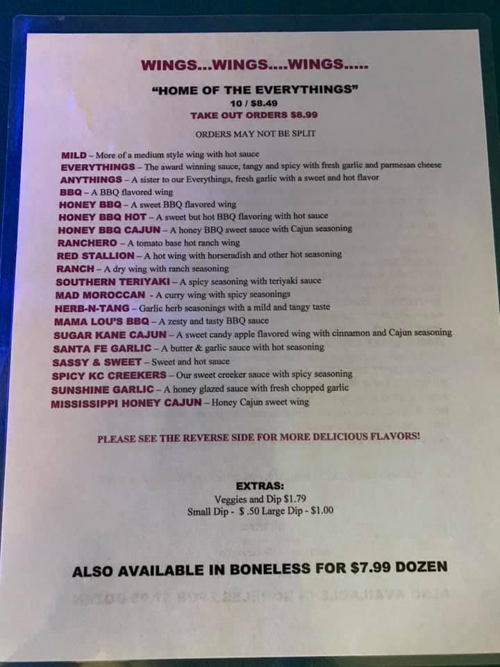 Menu at Fiddle Inn fast food, Northwest Harborcreek
