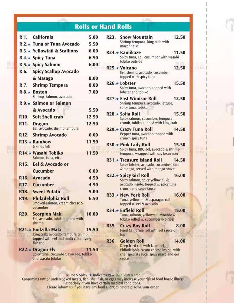 Menu at Jimmy Chen's Asian Cuisine & Cocktail Bar, East Windsor