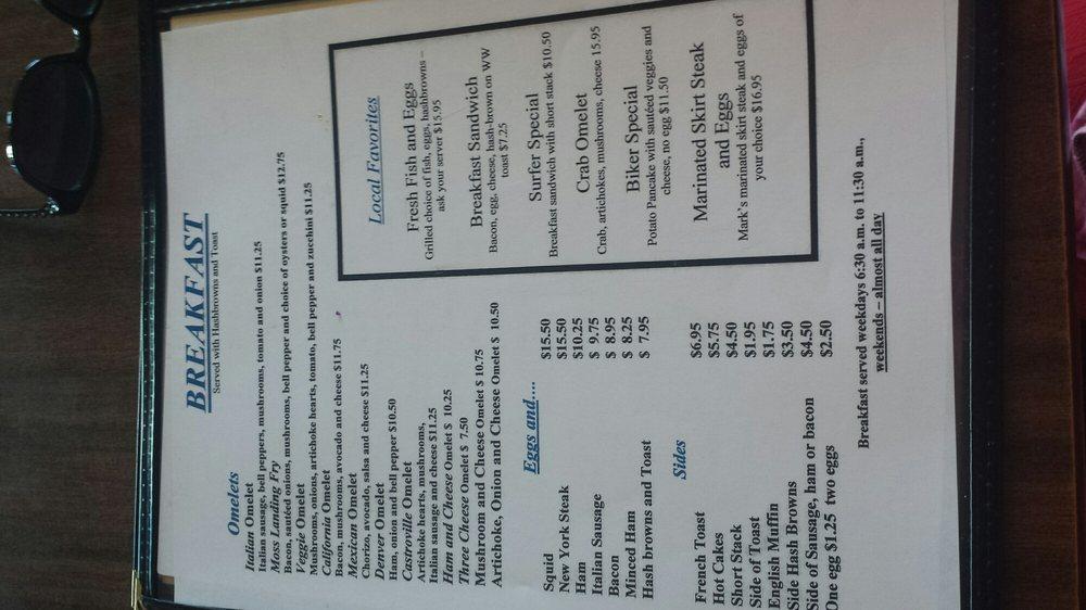 Menu at Moss Landing Cafe, Moss Landing