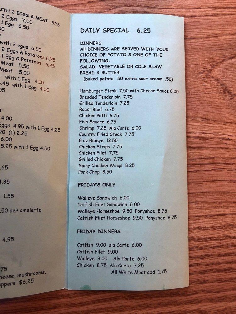 Menu at Ritz's Lil Fryer restaurant, Springfield