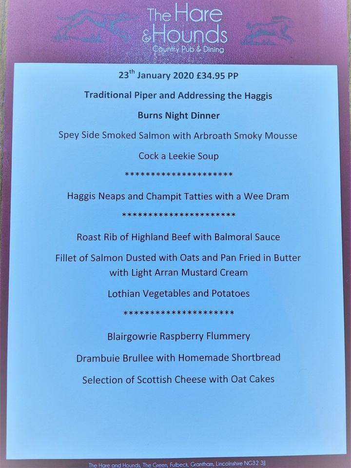 Menu at The Hare and Hounds Fulbeck pub & bar, Caythorpe