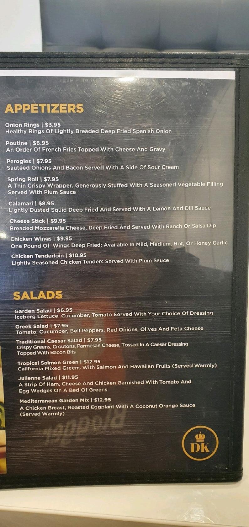 Menu at Diner King restaurant, Nobleton