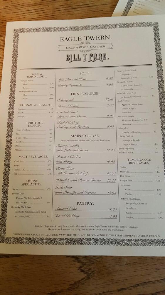 Menu at Eagle Tavern pub & bar, Dearborn, Main St