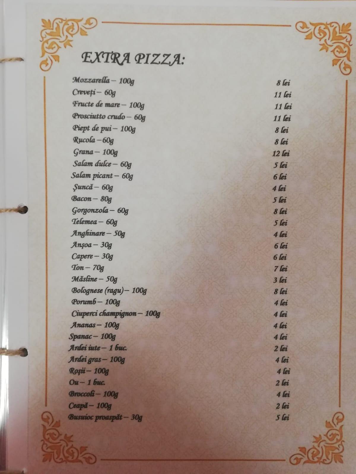 Menu at La Magduta, Salonta