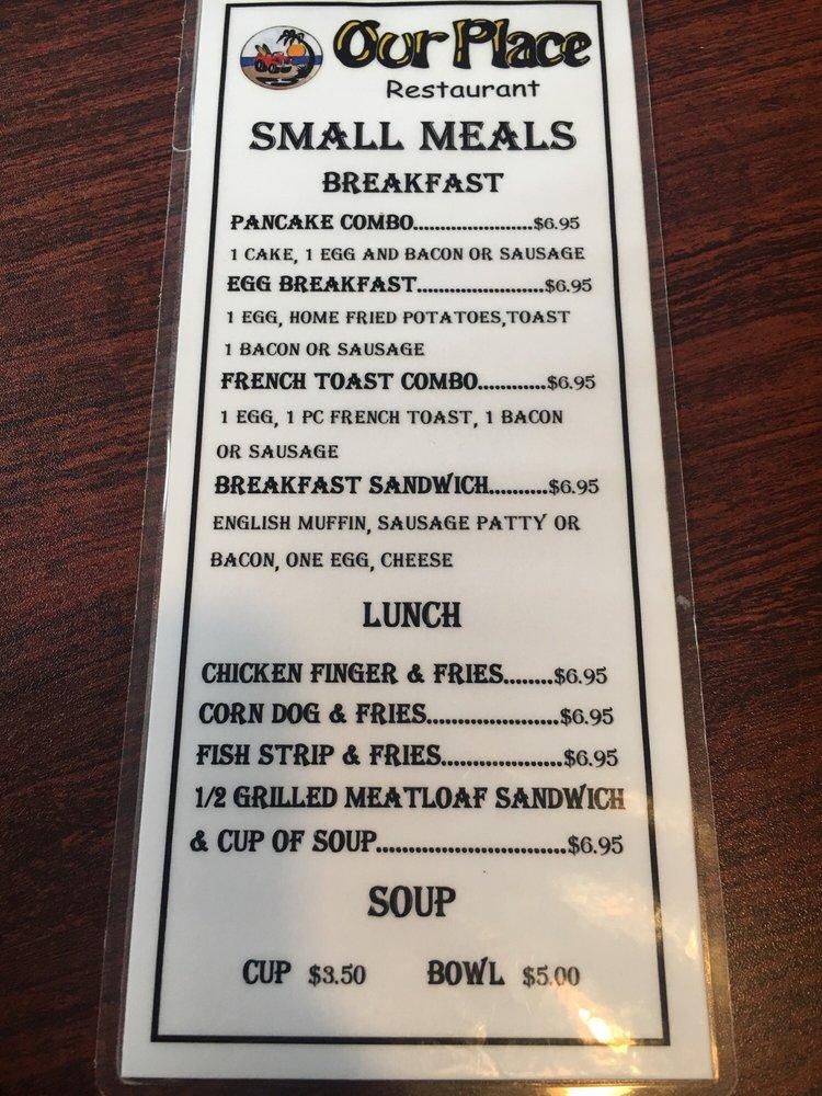 Menu at Our Place Restaurant, Ocean Shores