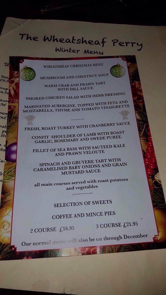 Menu at The Wheatsheaf pub & bar, Kimbolton
