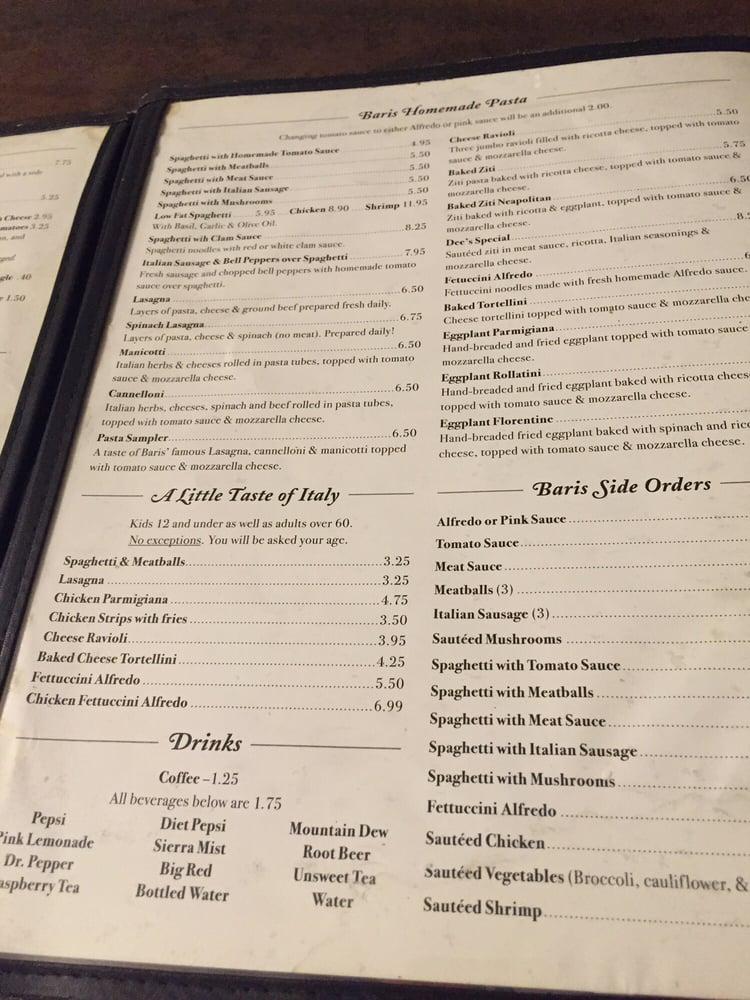 Menu at Baris, Waco, 904 N Valley Mills Dr