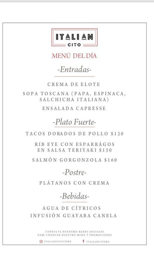 Carta del restaurante Cito, Ciudad López Mateos, Leibnitz 51 A