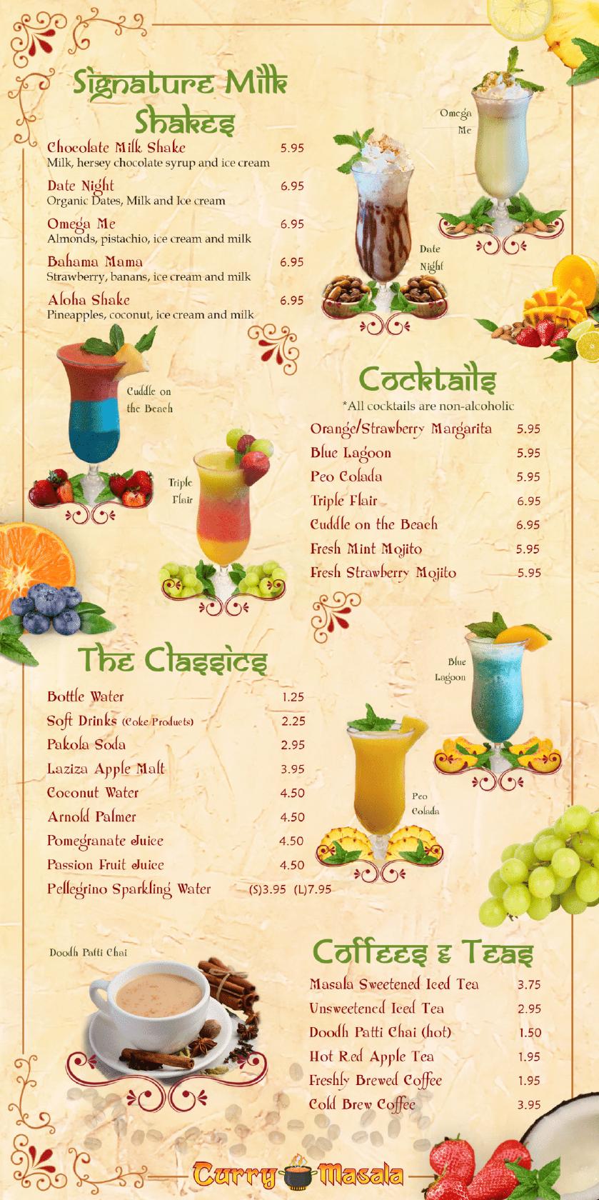 Menu at Curry Masala restaurant, Spring
