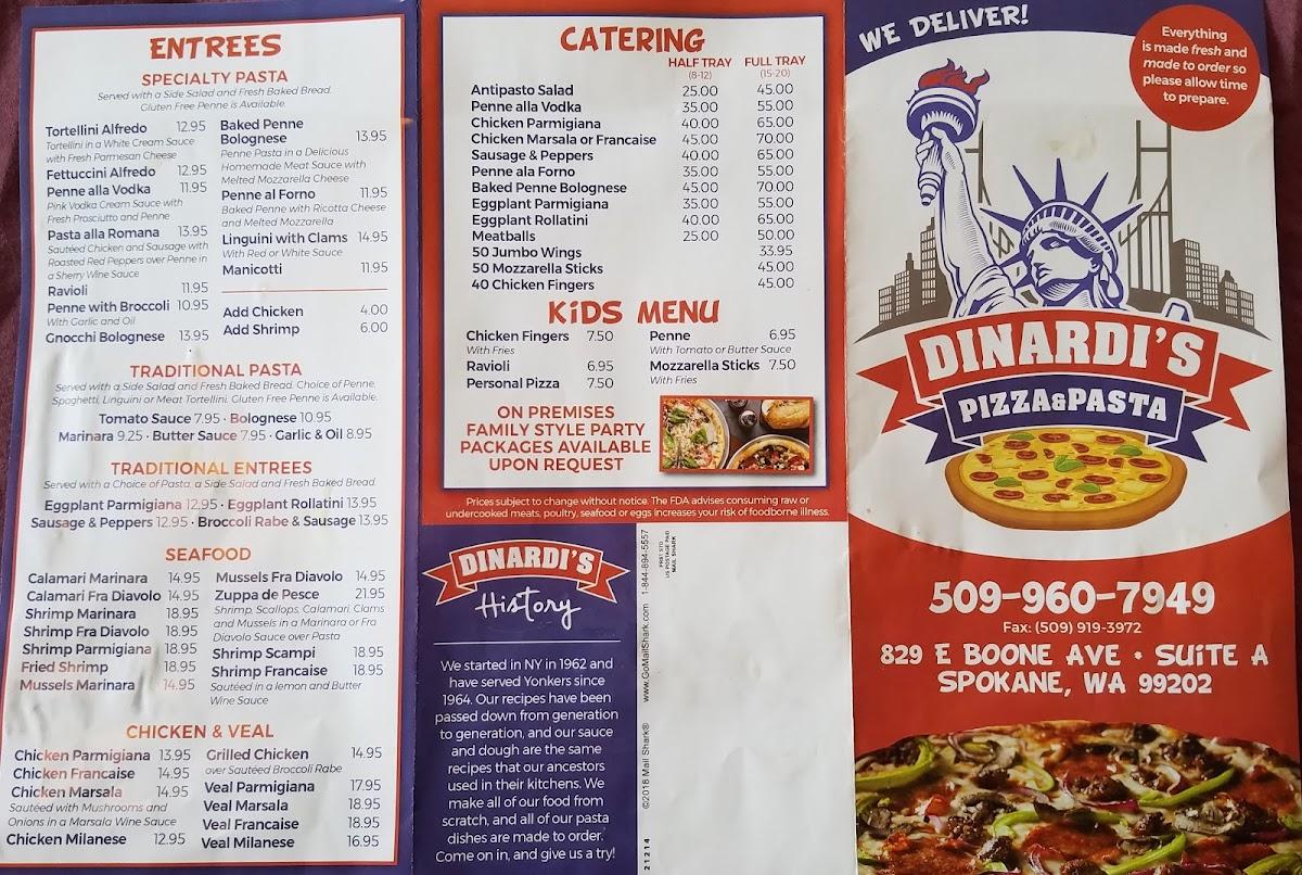 Menu at DiNardi's Pizza & Pasta pizzeria, Spokane
