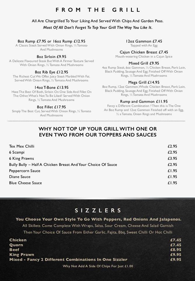 Menu at Jubilee Inn pub & bar, Studley