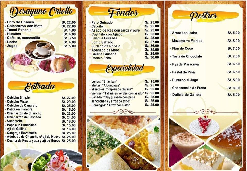 Menu at Restaurante Chelito, Trujillo