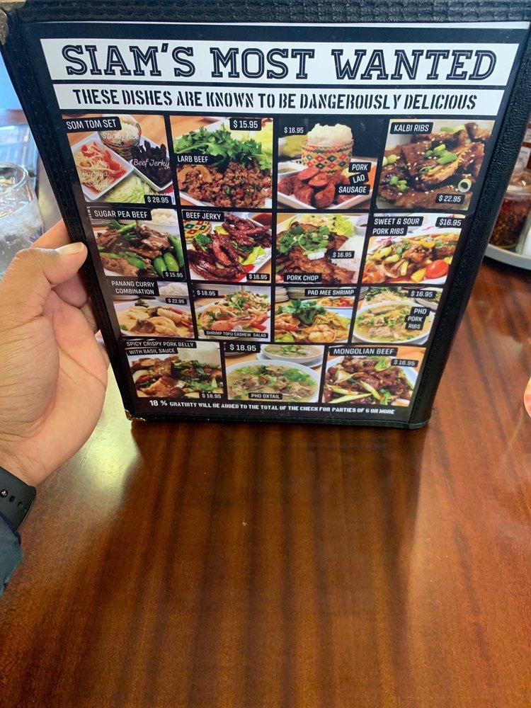 Menu at Siam Cuisine restaurant, Anchorage, W Dimond Blvd