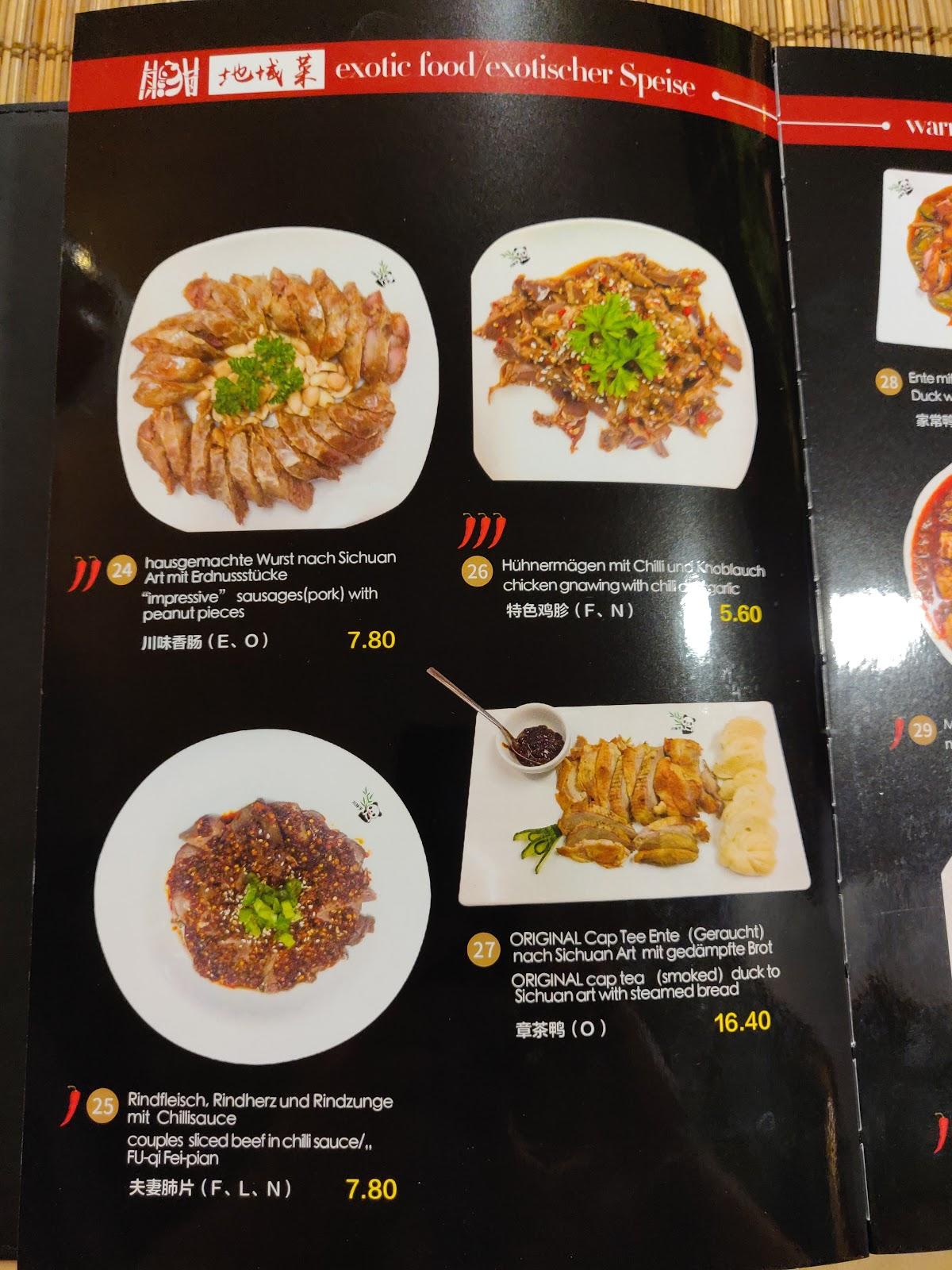 Menu at Szechuan Impression restaurant, Linz, Rathausgasse 1