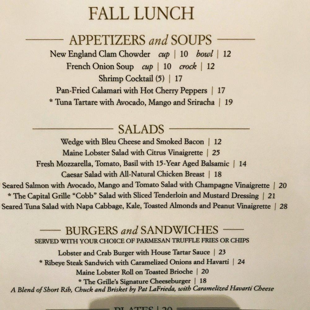 Menu at The Capital Grille pub & bar, Clayton