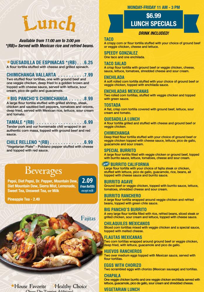 Menu at Agaves Mexican Grill restaurant, Henderson