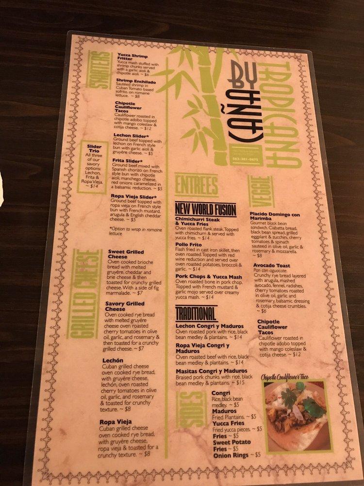 Menu at Caña By Tropicana restaurant, Downey