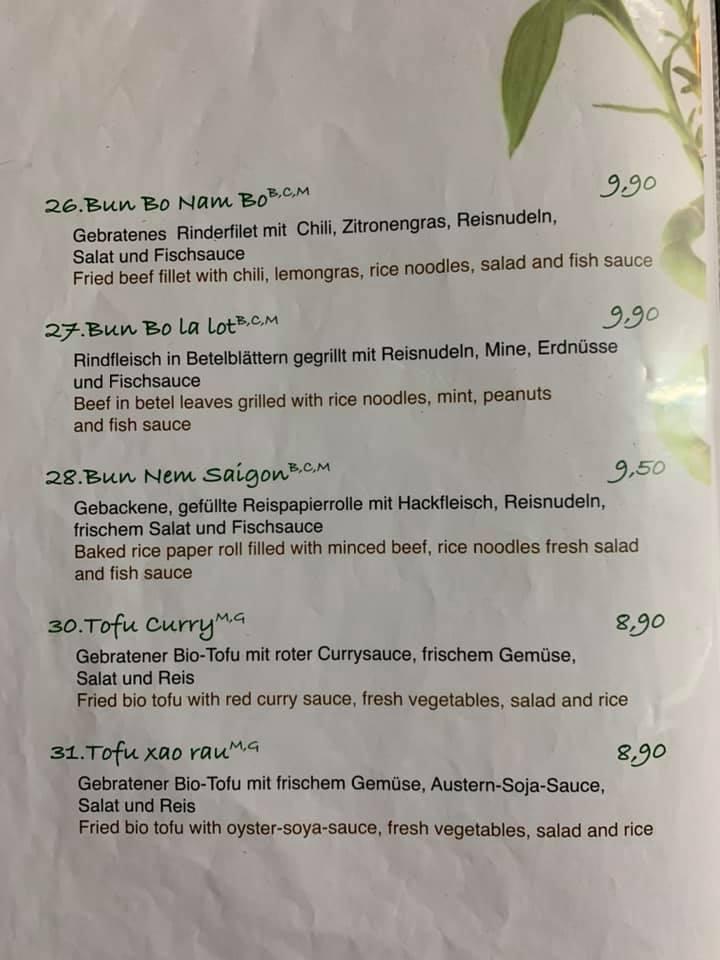 Speisekarte von Mama Dang restaurant, Düsseldorf