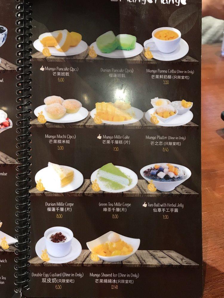 Menu at Mango Mango Dessert desserts, Houston