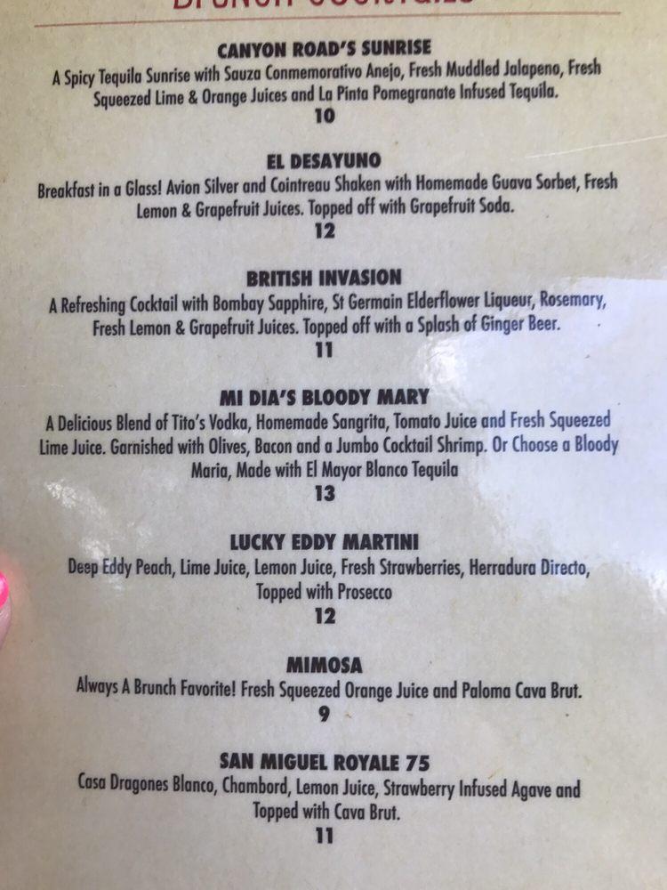Menu at Mi Dia From Scratch pub & bar, Grapevine