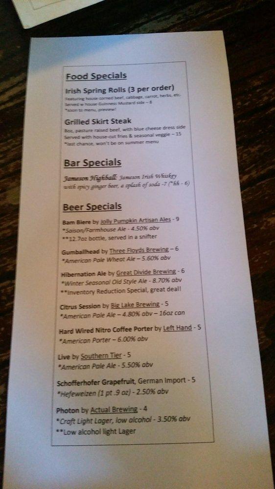 Menu at Old Angle Tavern pub & bar, Cleveland