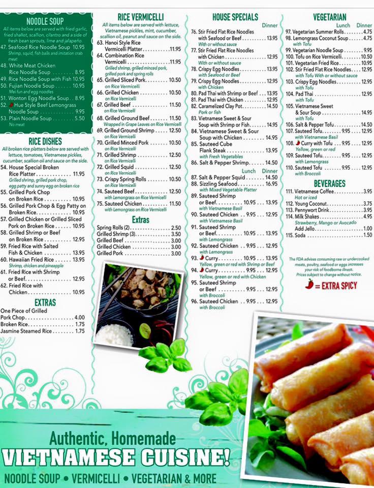 Menu at Pho Ben City restaurant, Abington