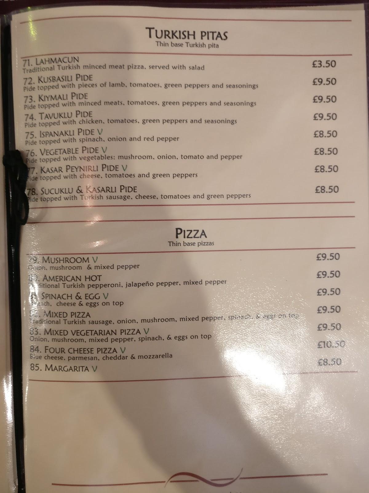 Menu at Shiraz Bar & Restaurant, Horley
