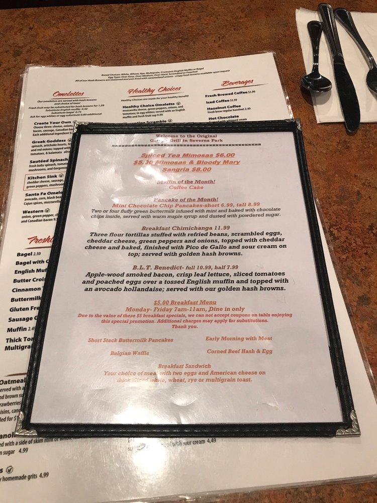 Menu at Garry's Grill restaurant, Severna Park