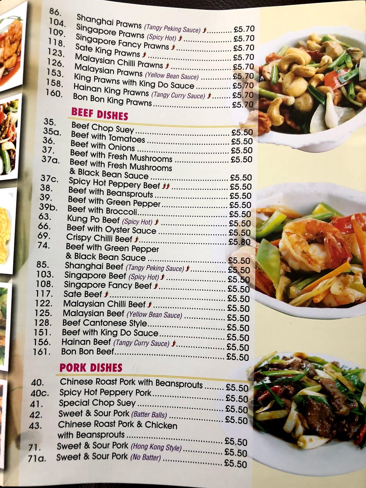 Menu at Hong Kong Chef fast food, Braunton