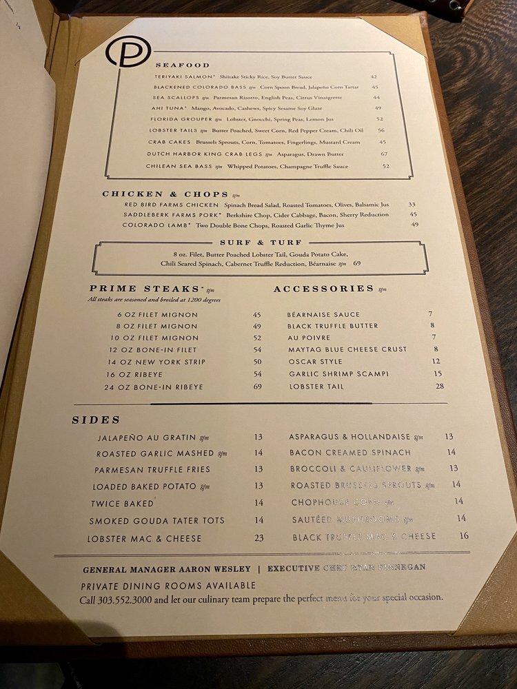 Menu at Ocean Prime - Denver Tech Center steakhouse, Greenwood Village ...