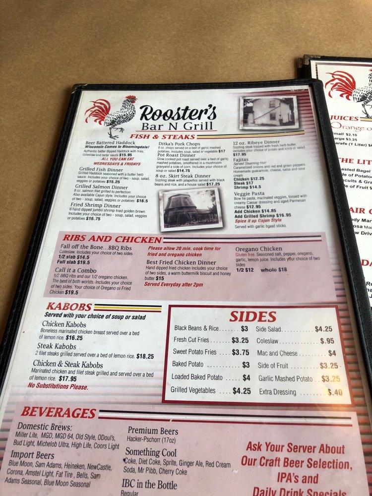 Menu at Rooster's Barn & Grill, Bloomingdale