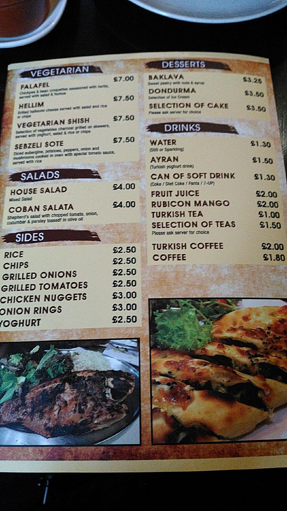 Menu at The Best Mangal Restaurant, Leicester