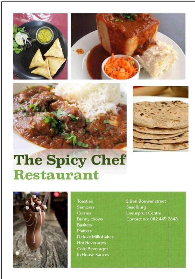 Menu at The Spicy Chef restaurant, Sasolburg