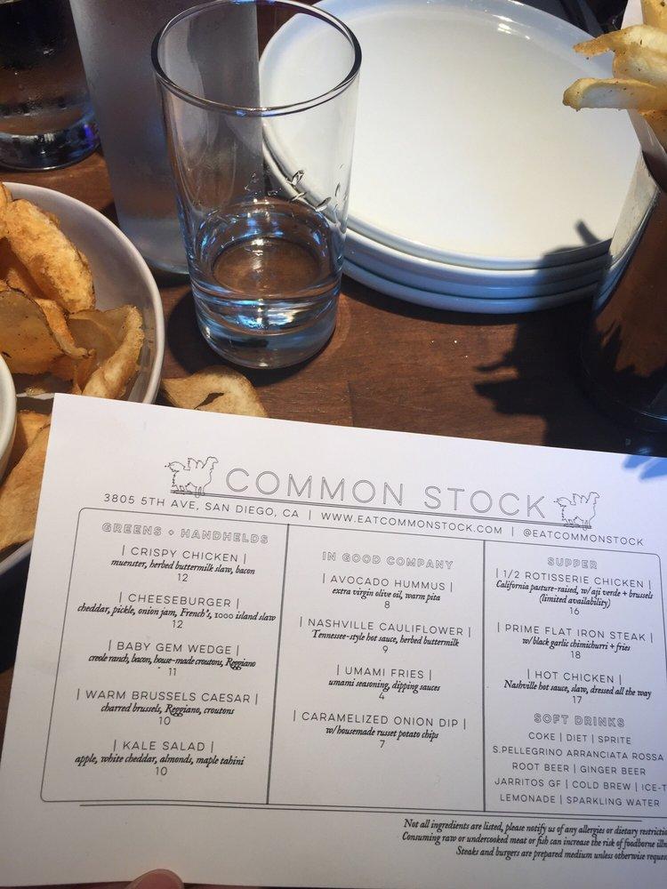 Menu at Common Stock pub & bar, San Diego