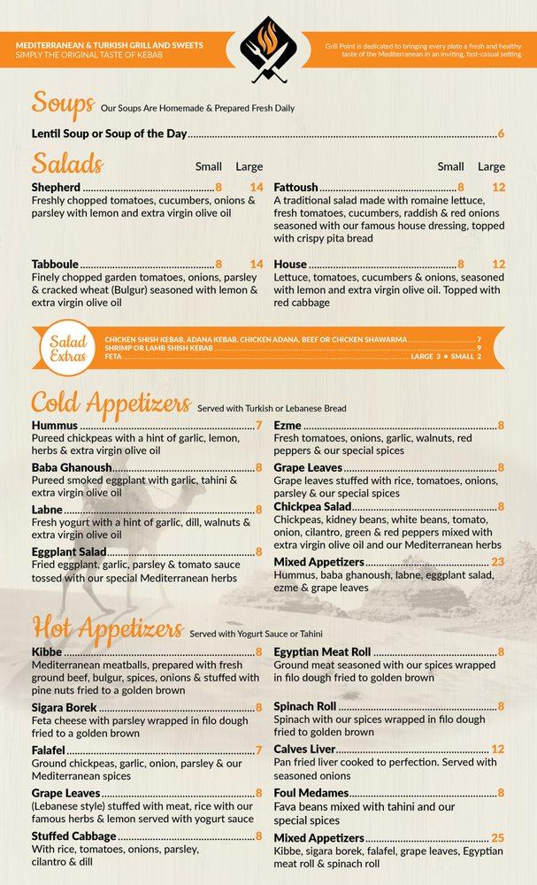 Menu at Grill Point Mediterranean Cuisine & Cafe, Marlboro Township
