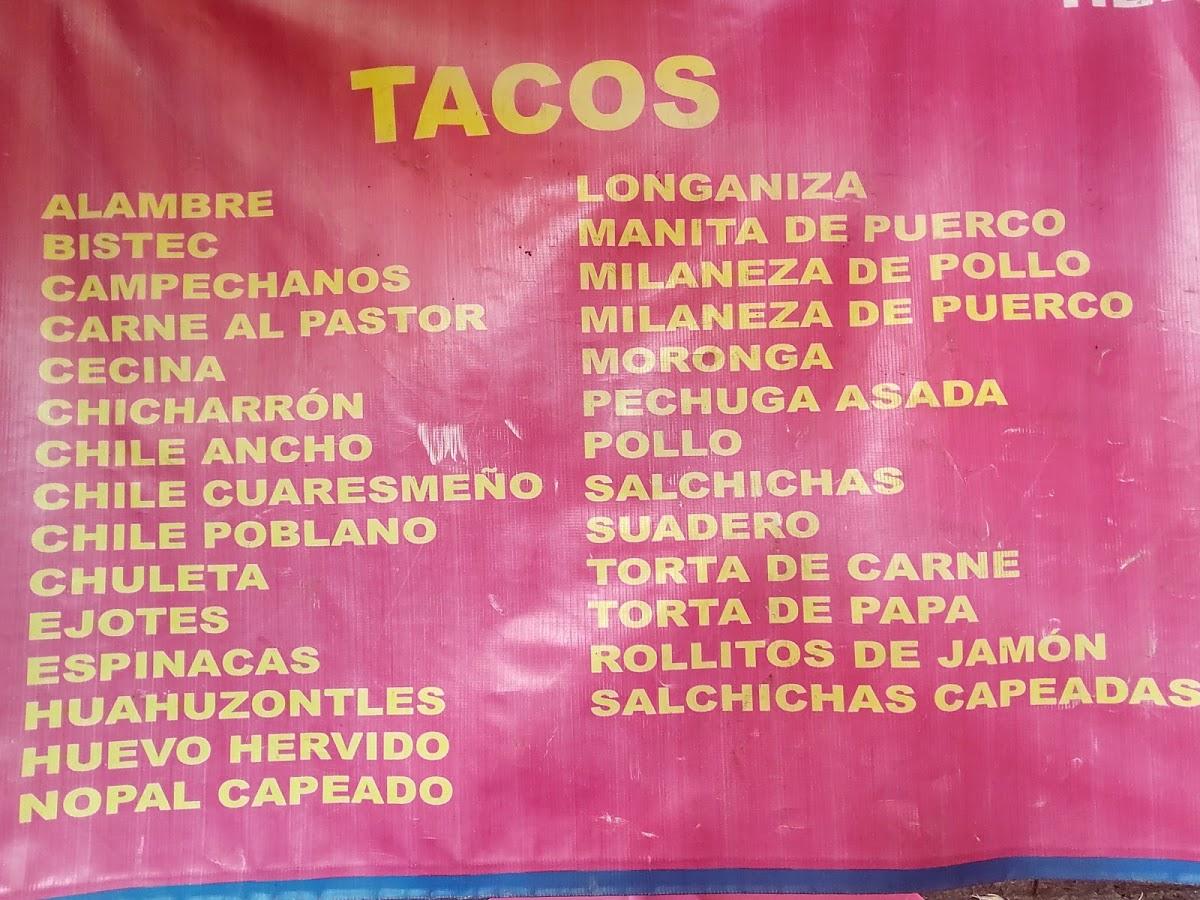 Menu at La Cocinita De Don Andrés restaurant, Mexico City