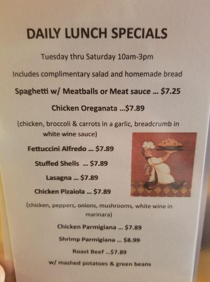 Menu at Mama D’s pizzeria, Calvert City