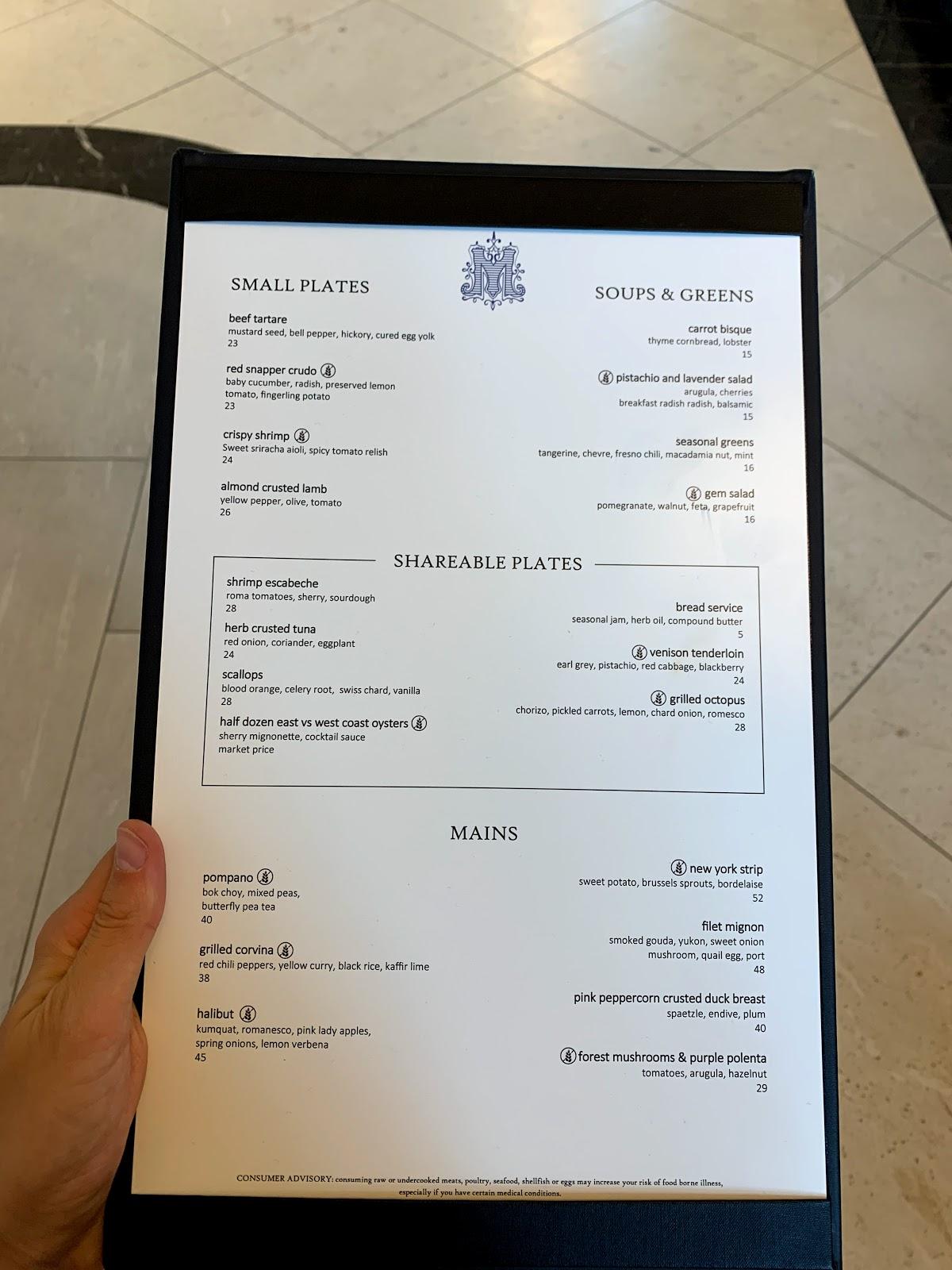 Menu at Maritana restaurant, Saint Pete Beach