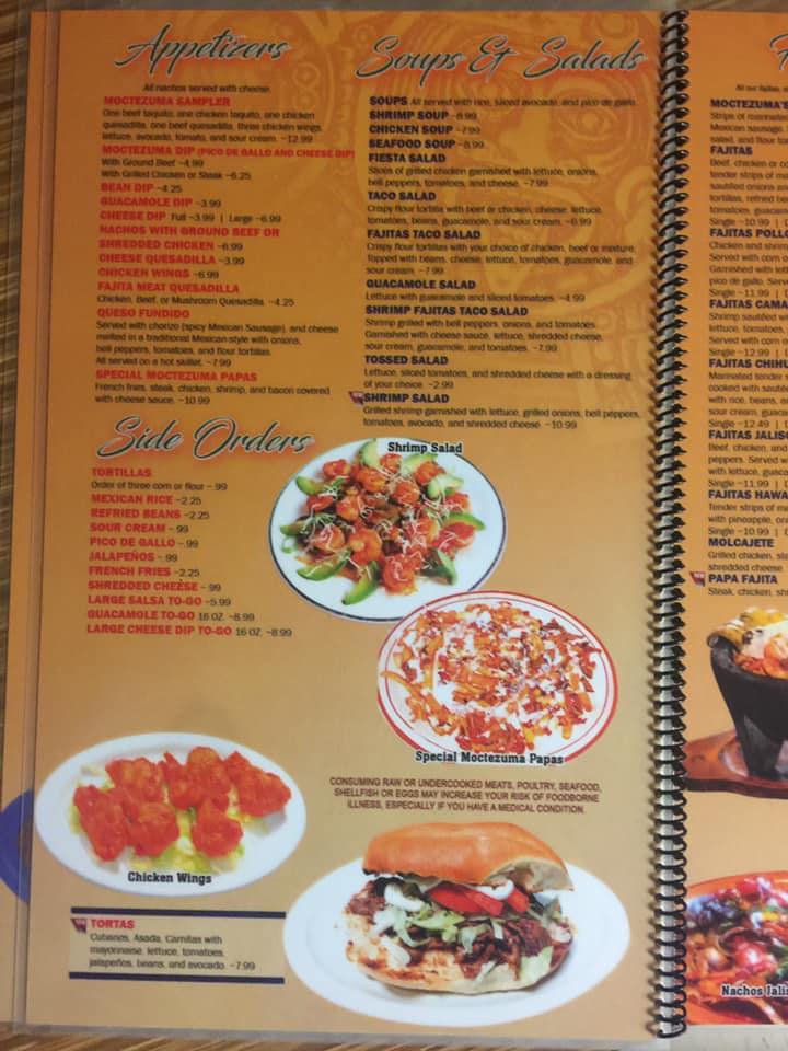 Menu at Moctezuma Grill 2 restaurant, Wynne