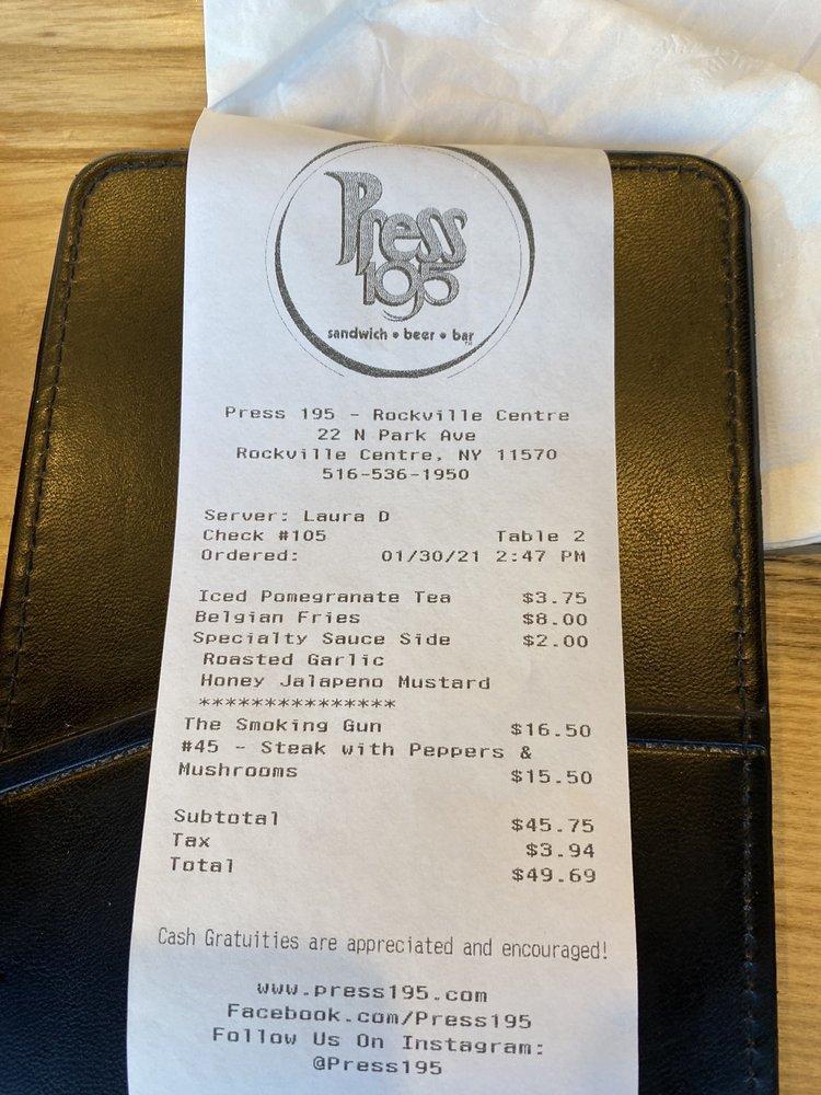 Menu at Press 195 pub & bar, Rockville Centre, 22 N Park Ave