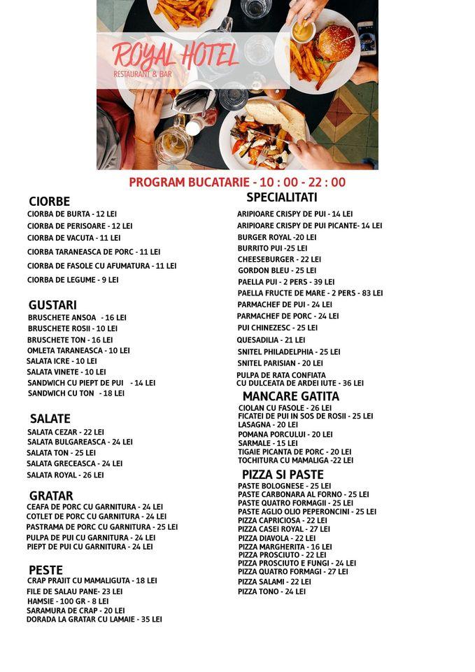 Menu at Restaurant Royal, Băilești