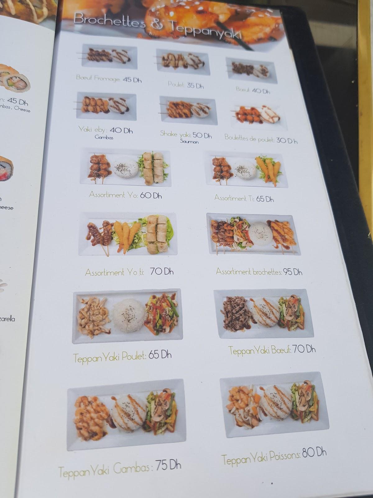 Menu at Yo Ti Tam CIL restaurant, Casablanca